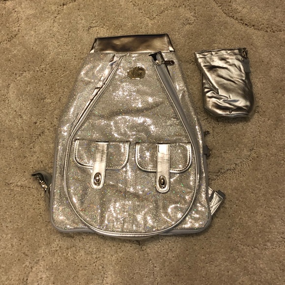 whak sak | Bags | Whak Sak Silver Patent Sparkle Tennis Bag Nwot | Poshmark